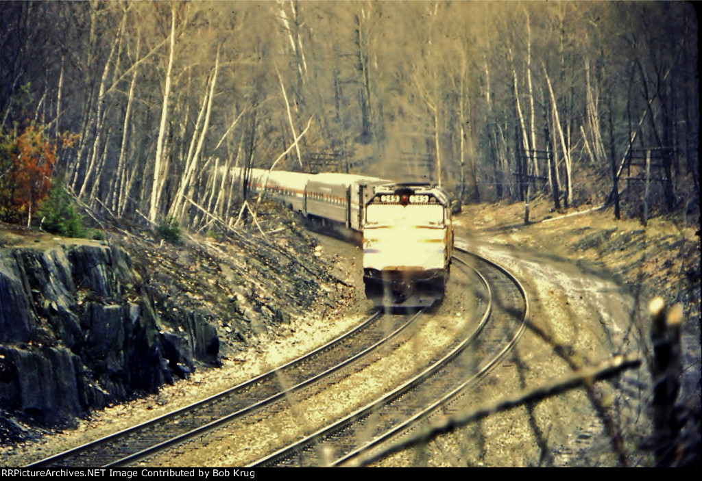 AMTK 349 descending the Middlefield Gorge with the New England Section of the Lake Shore Limited